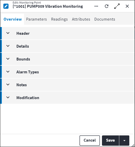 Monitoring Point Screen