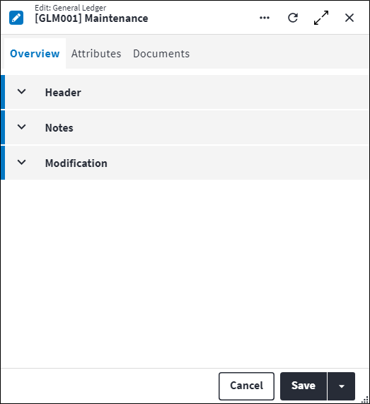 General Ledger Screen