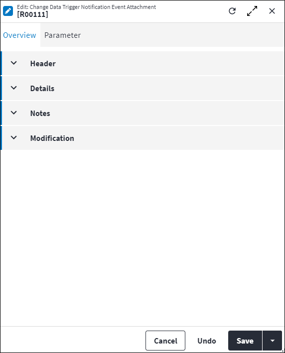 Change Data Trigger Notification Event Attachment Screen