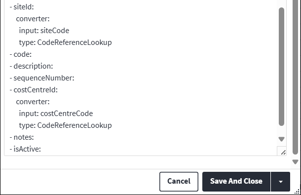 Import Schema Screen