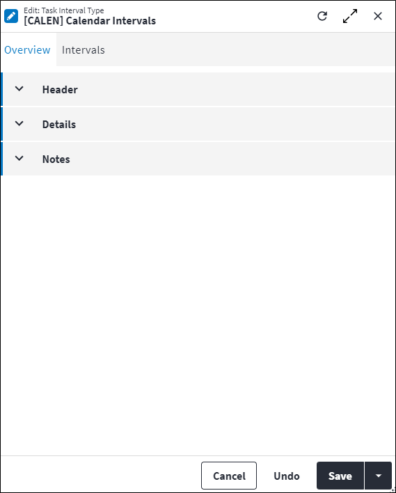 Task Interval Type Screen