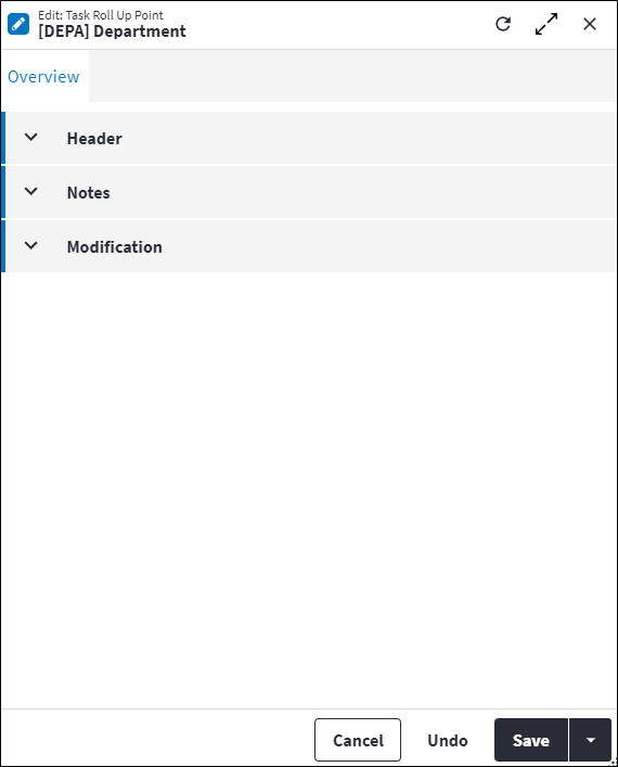 Task Roll Up Point Screen