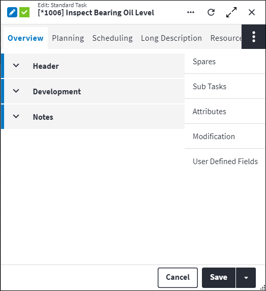 Standard Task Screen