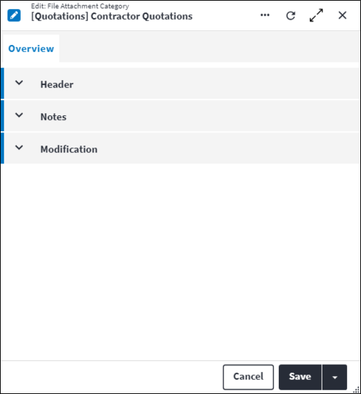 File Attachment Category Screen