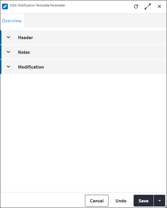 Notification Template Parameter Screen